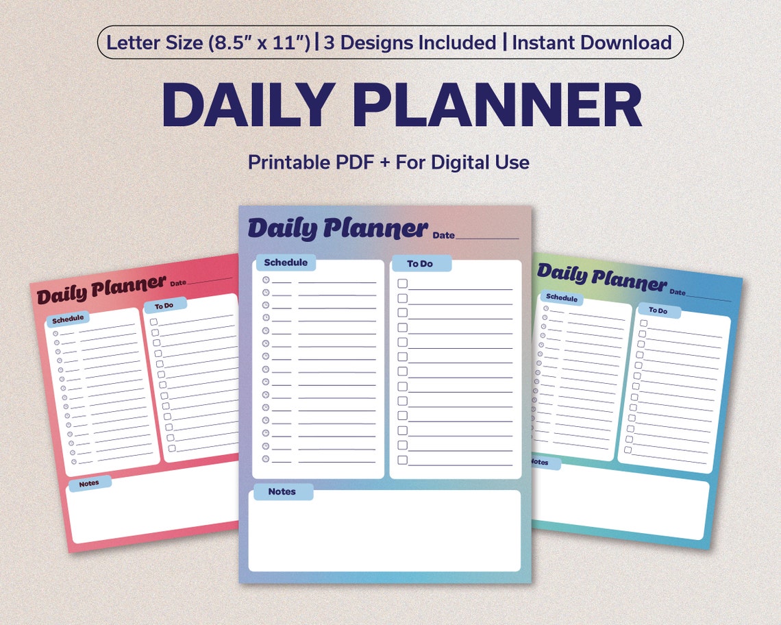Daily Planner Printable PDF Digital Planner for iPad 3 Designs Letter ...
