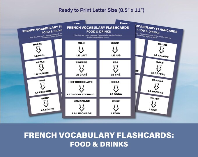 FRENCH CLOTHING PRINTABLE Flashcards, Basic French Vocabulary, France ...