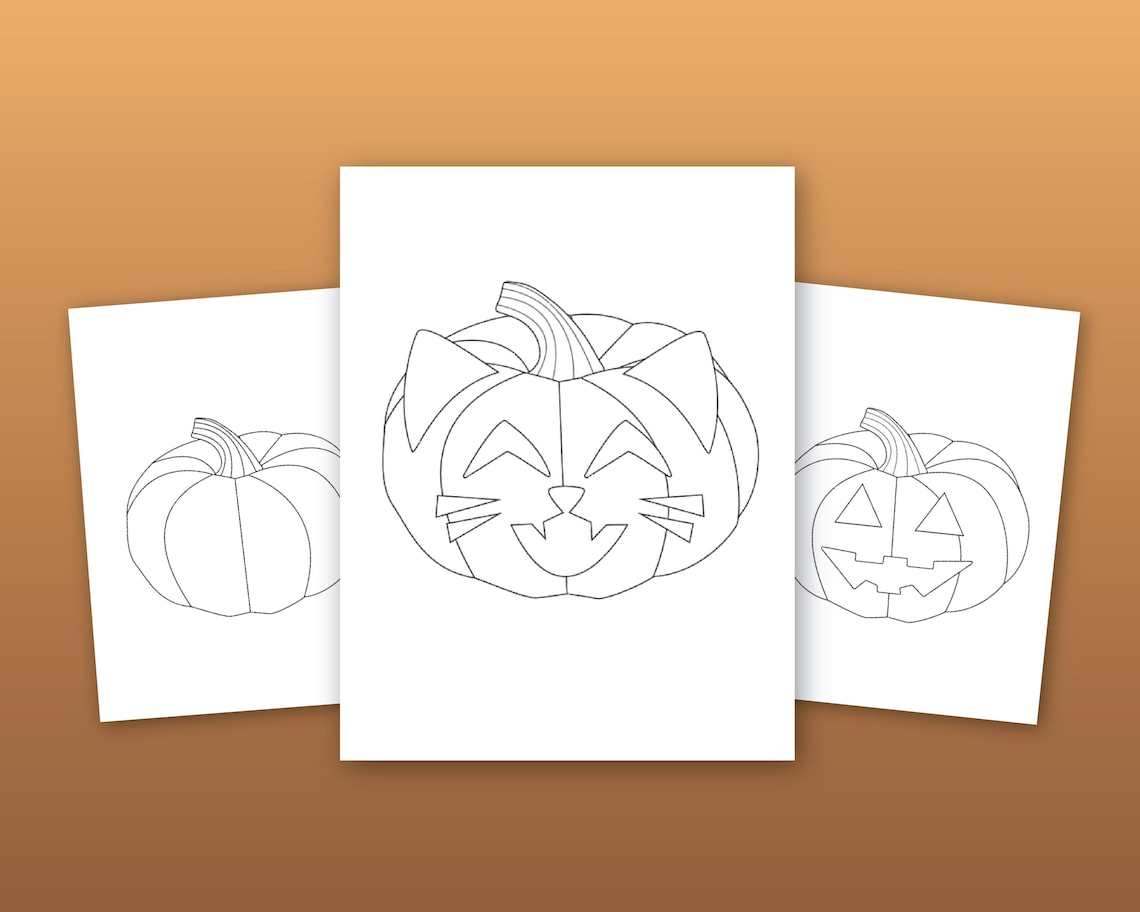 6 Pumpkin Coloring Pages | Halloween and Fall Coloring Pages | PDF and ...