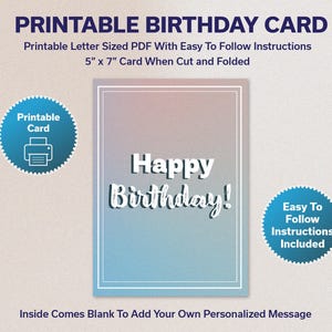 Printable Gradient Birthday Card: Colorful 5x7 Design (PDF) - Etsy
