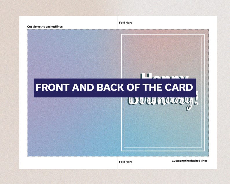 Printable Gradient Birthday Card | Downloadable Birthday Card | 5 X 7 ...