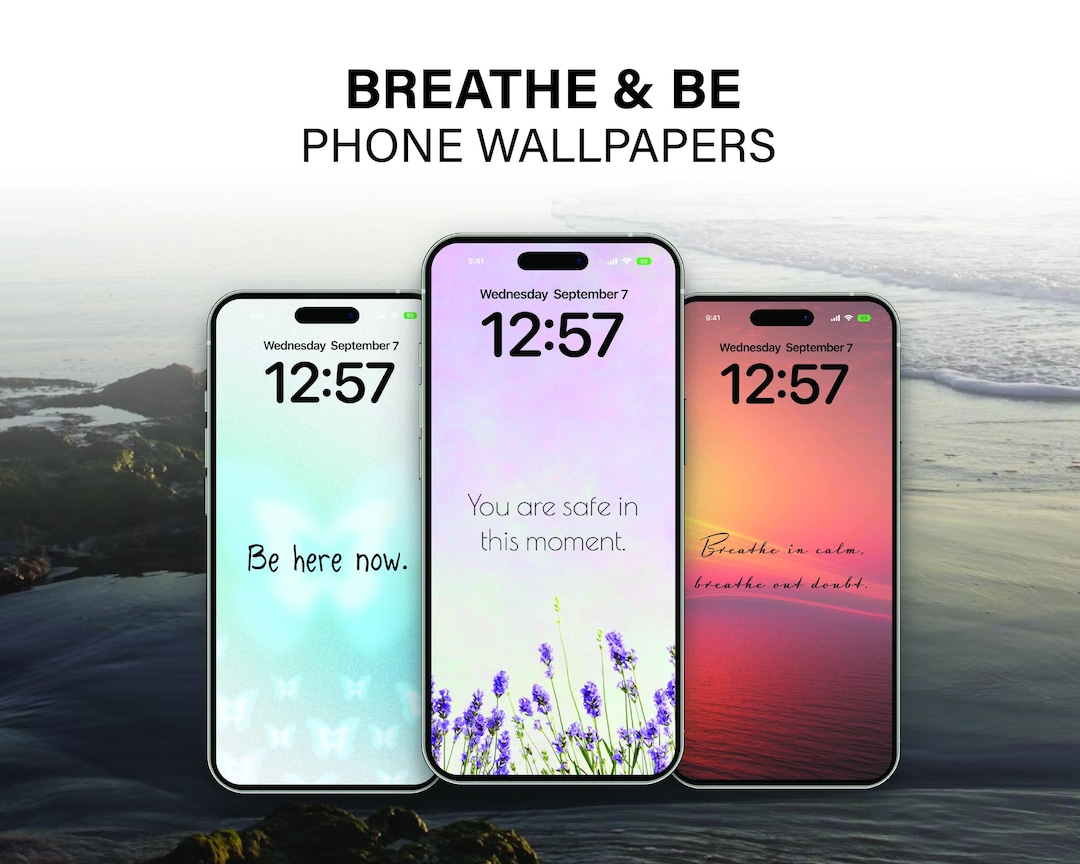 Mindful Phone Wallpaper Pack of 3: Calm Affirmations (digital Download ...
