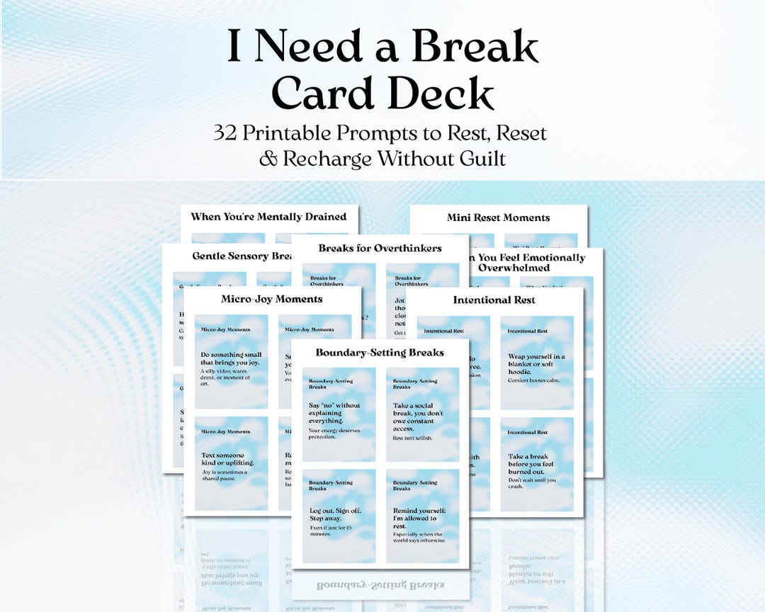 Self-care Card Deck: 32 Printable Prompts for Burnout Relief (PDF and ...