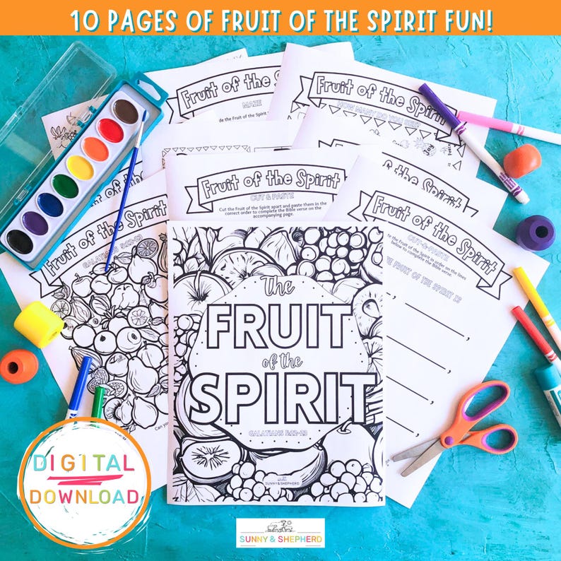 Fruit of the Spirit Activity Pages | Bible Coloring | PRINTABLE Bible ...