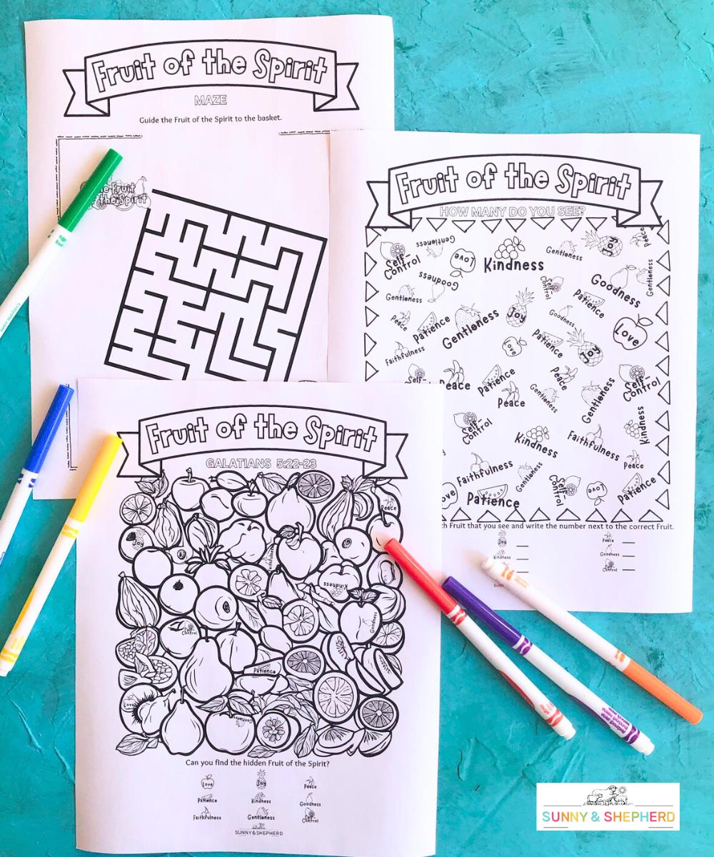 Fruit of the Spirit Activity Pages | Bible Coloring | PRINTABLE Bible ...