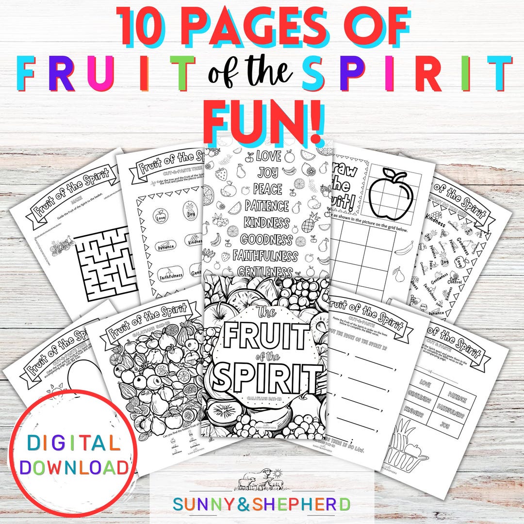 Fruit of the Spirit Activity Pages Bible Coloring PRINTABLE Bible ...