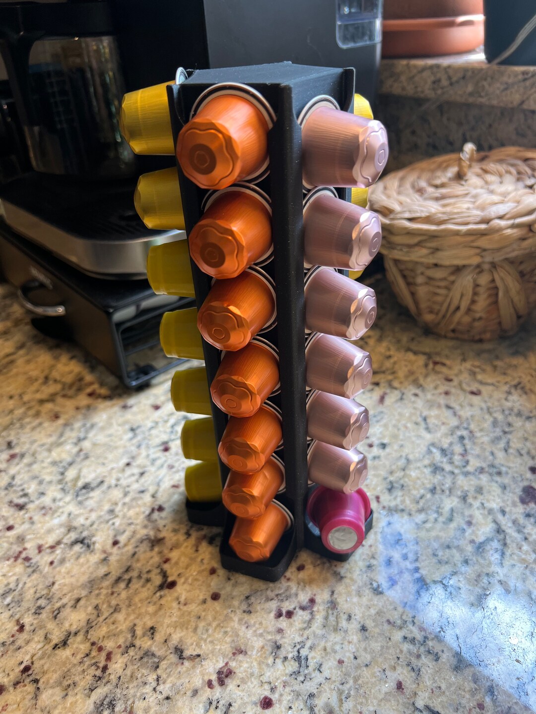 Black Sparkle Nespresso Pod Holder - Vertical Spinning Tower for 35 ...