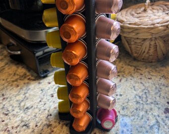 White Marble Nespresso Pod Holder - Vertical Spinning Tower for 35 Pods ...