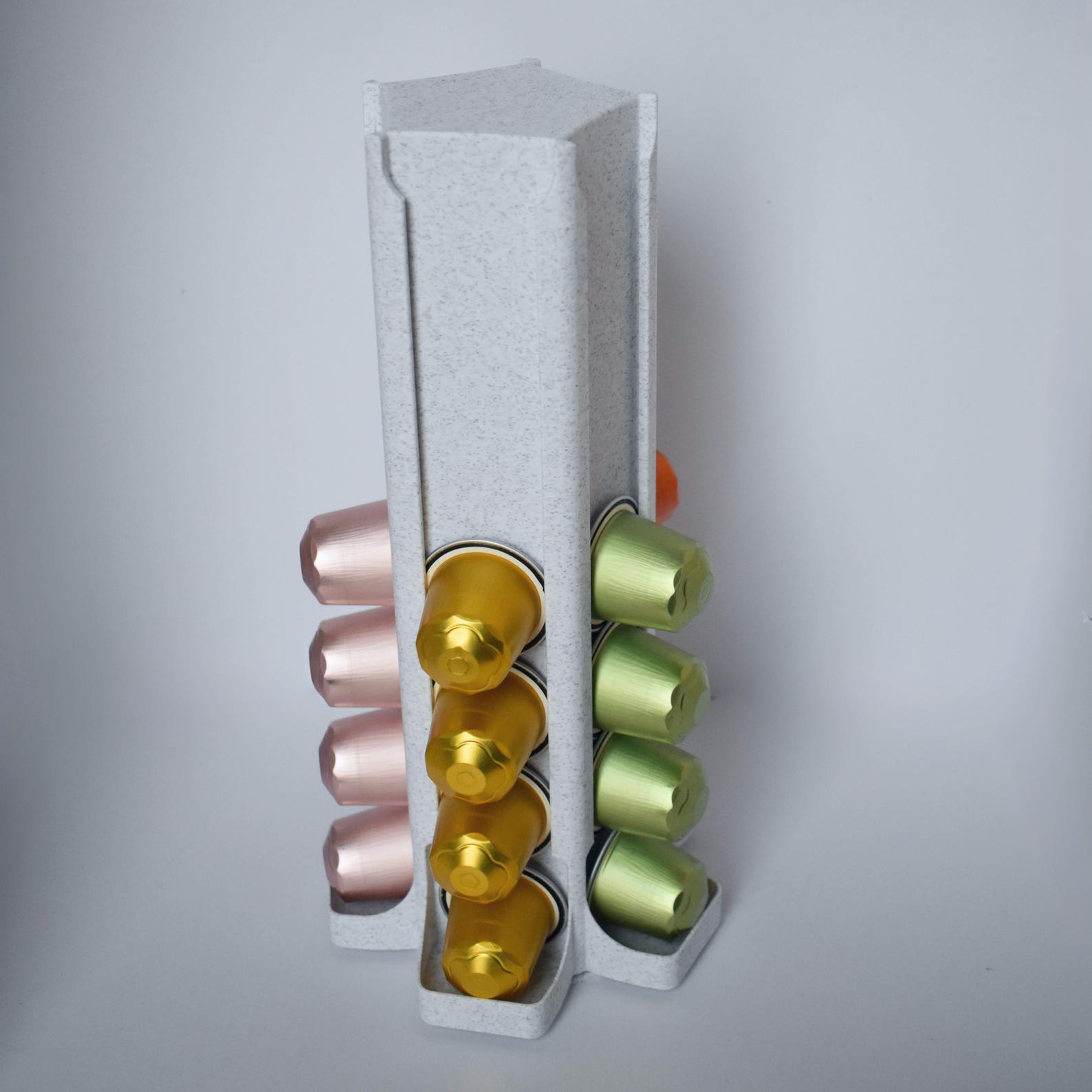 White Marble Nespresso Pod Holder - Vertical Spinning Tower for 35 Pods ...