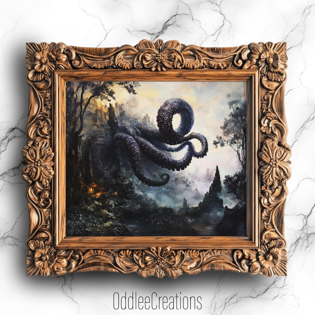 Eldritch Horror Tentacled Beast Oil Painting - Dark Academia Gothic Art ...