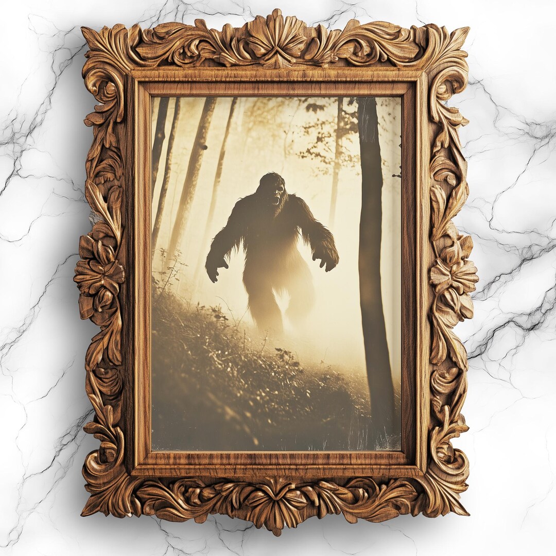 Bigfoot Cryptid Digital Wall Art - Rustic Vintage Photo Printable ...