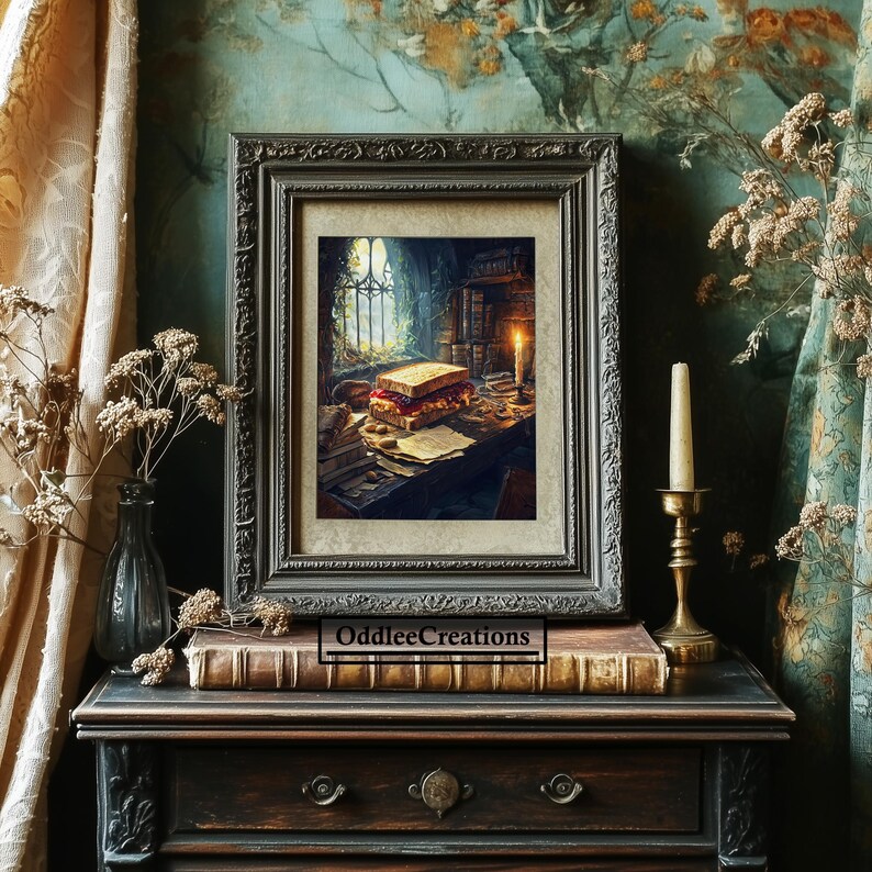 Dark Academia Rogue Desk With PB&J Sandwich - Gothic Fantasy Digital ...