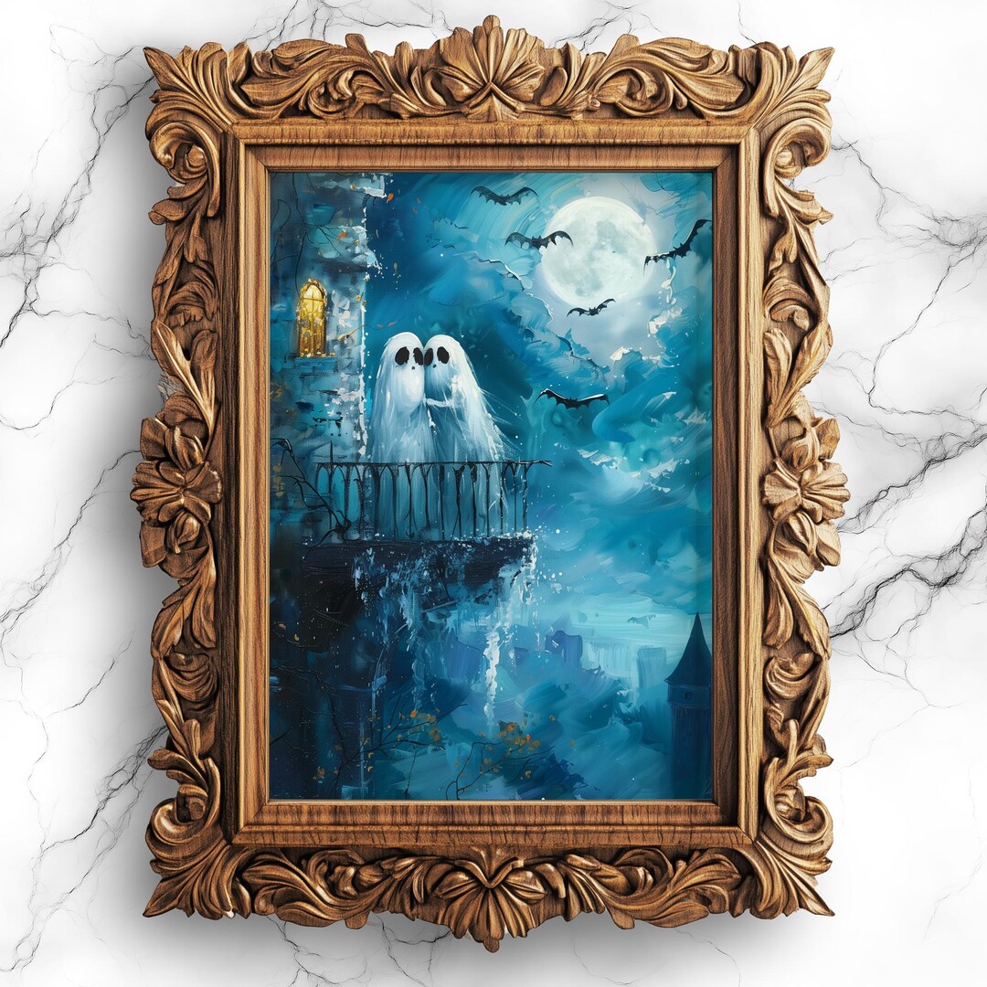 Ghostly Romance Under Moonlight: Digital Wall Art of Ghosts in Love ...