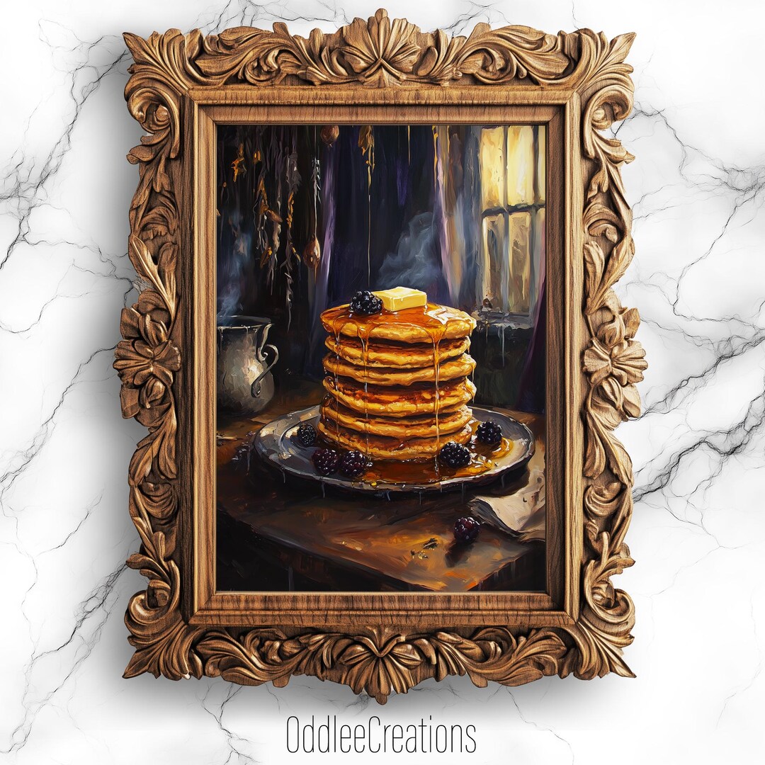 Gothic Kitchen Wall Art Digital Download - Dark Academia Pancake Stack ...