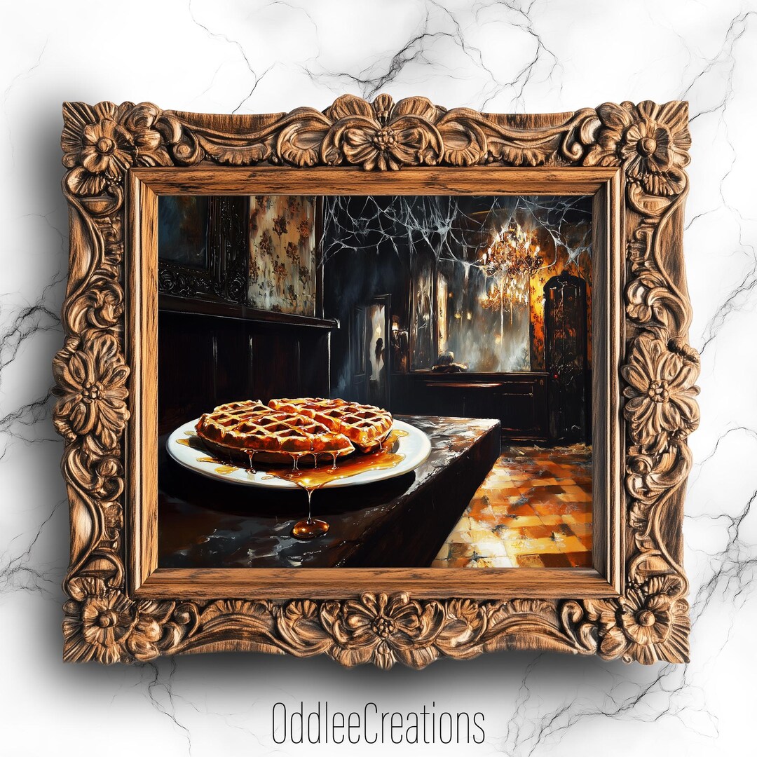Eerie Waffles Oil Painting Printable - Haunted Diner Whimsigoth Wall ...