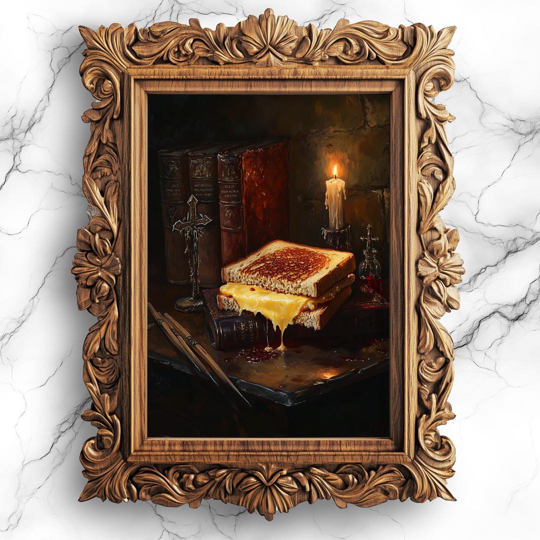 Grilled Cheese Sandwich Vampire Hunter Desk Art - Dark Academia ...