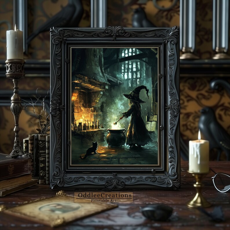 Enchanting Witch Potion Cauldron Digital Poster - Mystical Halloween ...