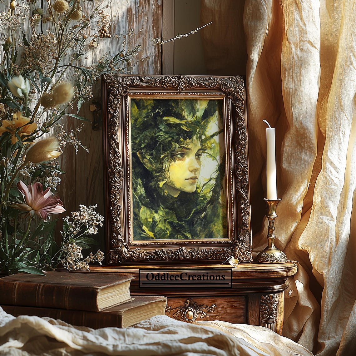 Whimsigoth Fairy Printable Wall Art - Dark Academia Forest Portrait ...