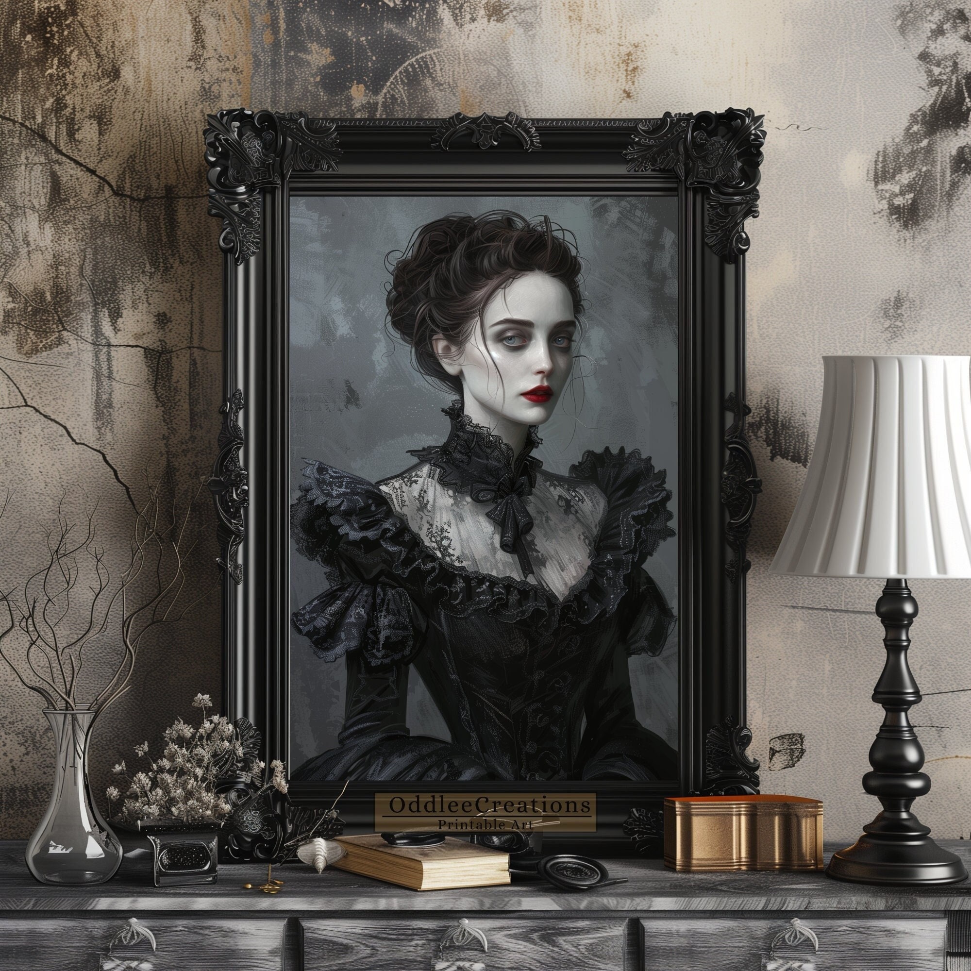 Mystical Vampire Portrait Digital Oil Painting for Gothic Home Home ...