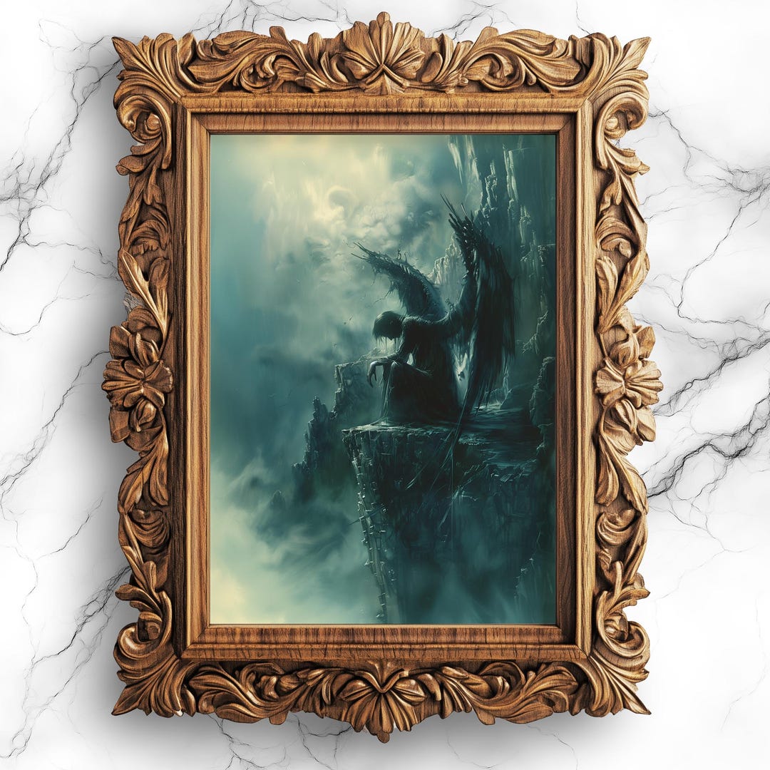 Angel in Despair Oil Painting - Emotional Angel Décor - Gothic Angel ...