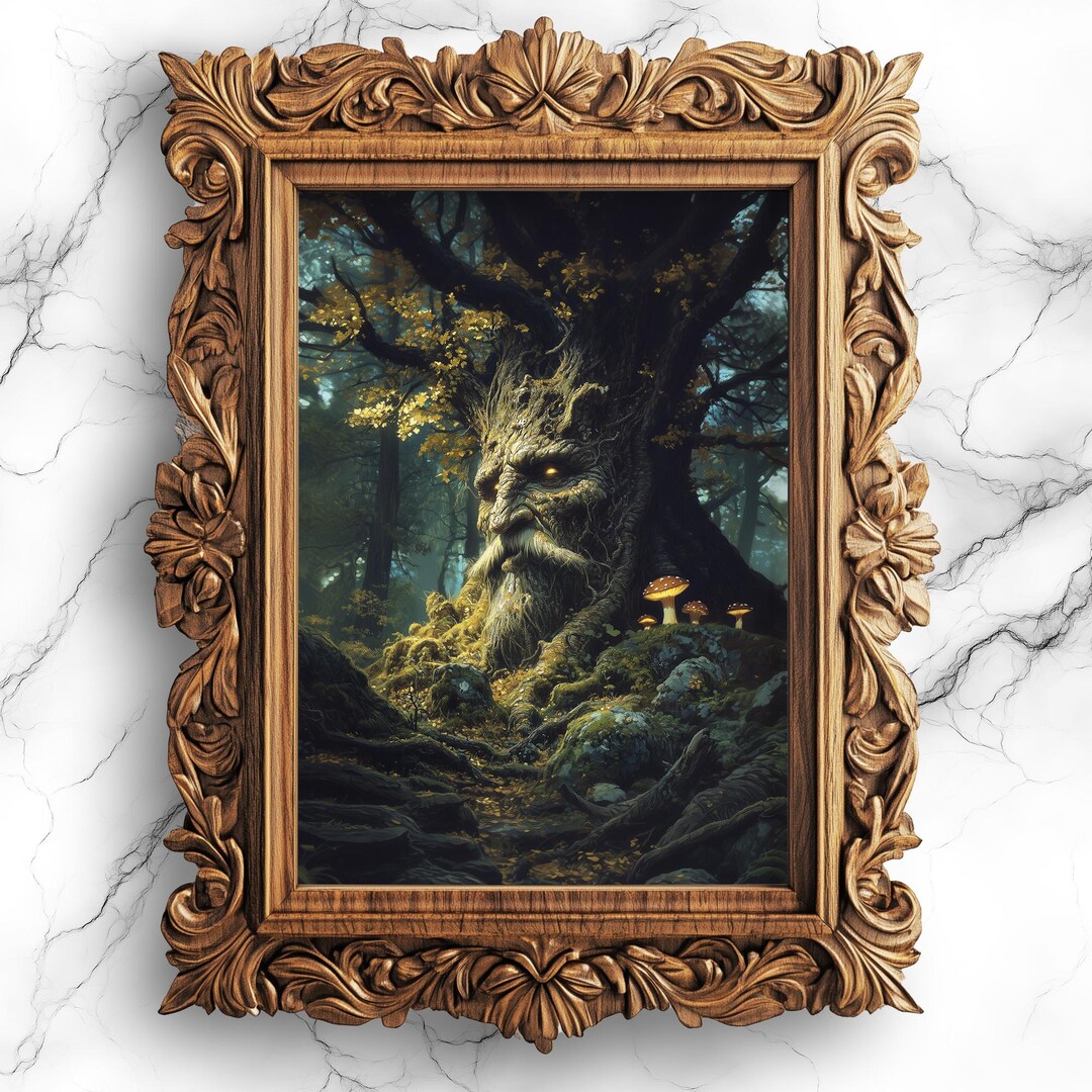 Ancient Guardian Tree Digital Printable Art - Moody Enchanted Forest ...