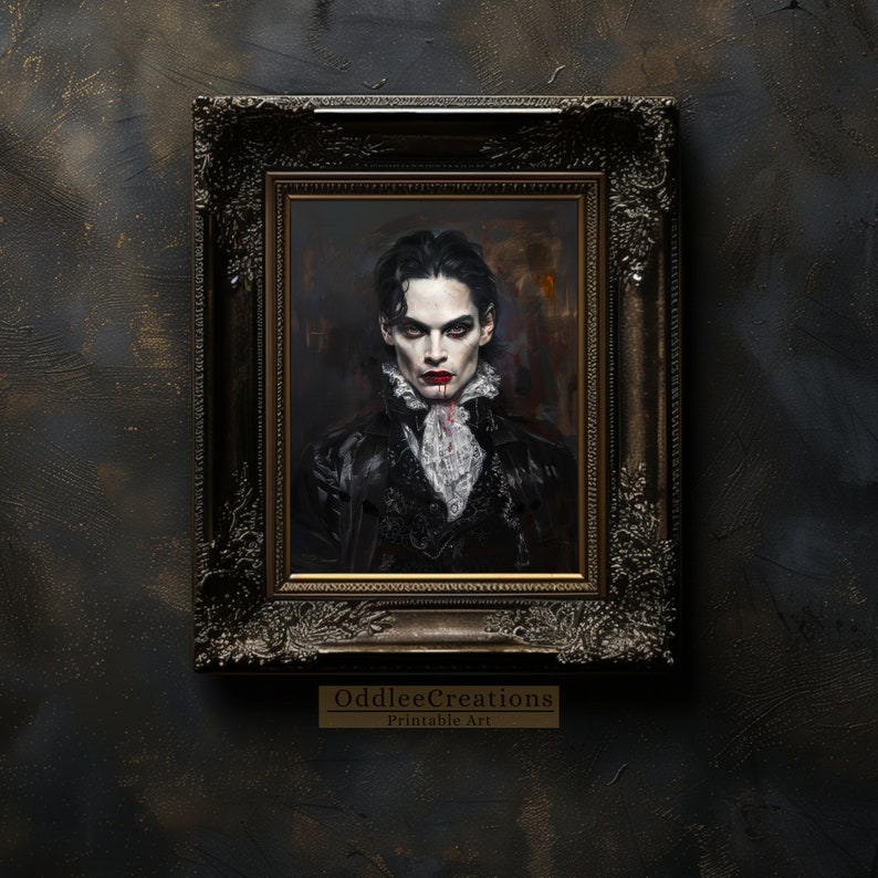 Gothic Young Vampire Digital Poster - Dark Fantasy Art, Vampire ...