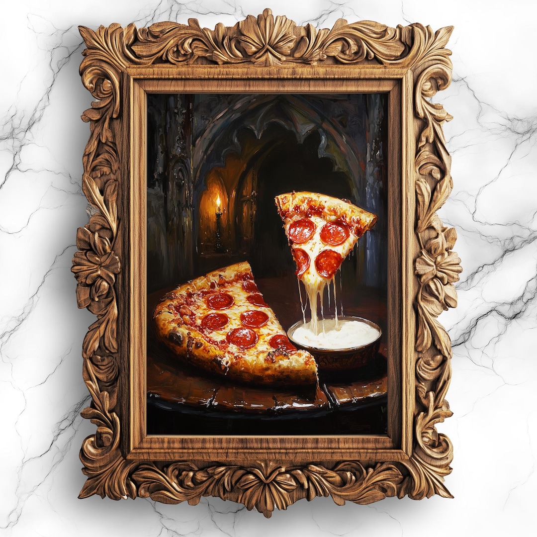 Gothic Dark Academia Pizza Art - Pepperoni Slice With Ranch Oil ...