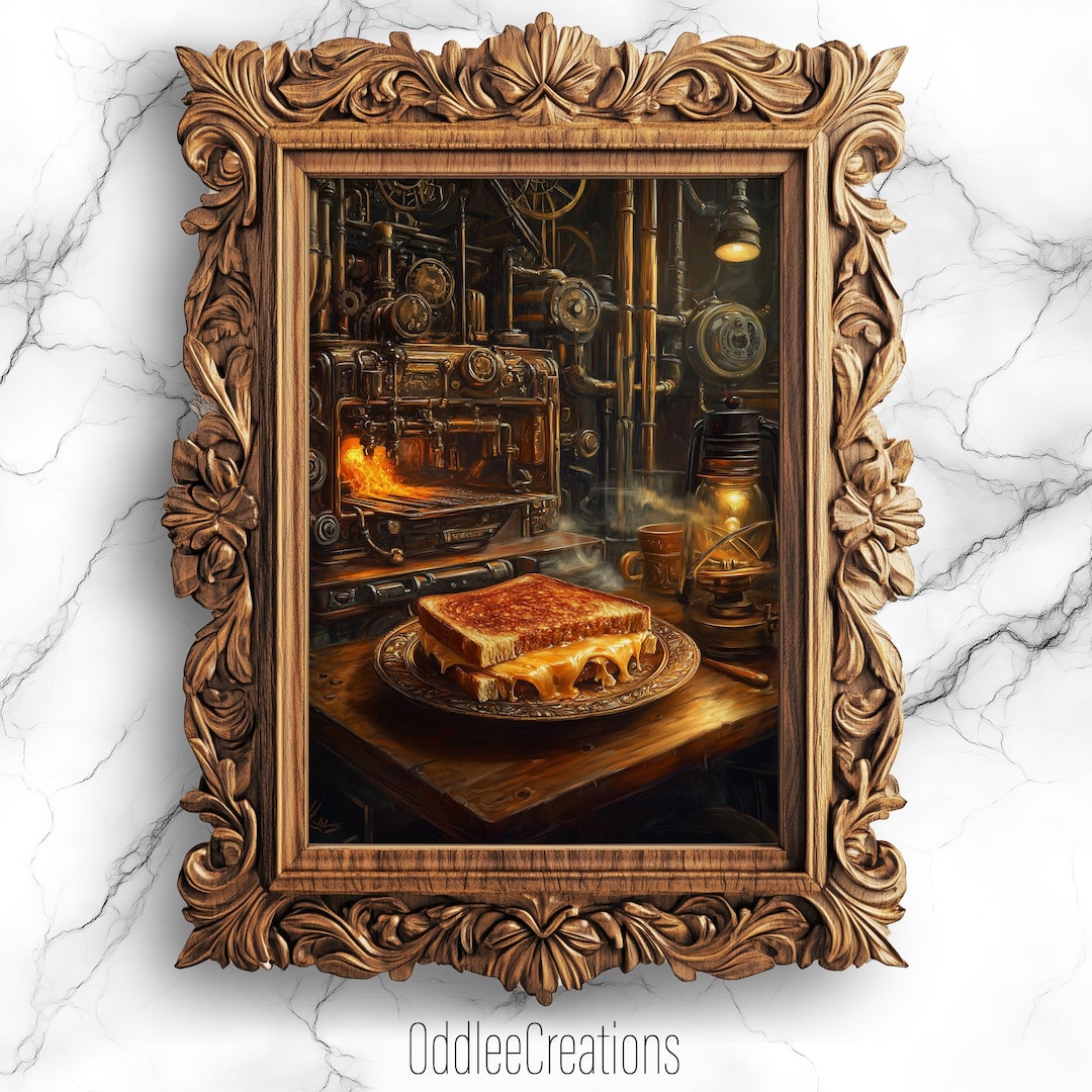 Steampunk Cafe Grilled Cheese Sandwich Oil Painting - Dark Academia ...