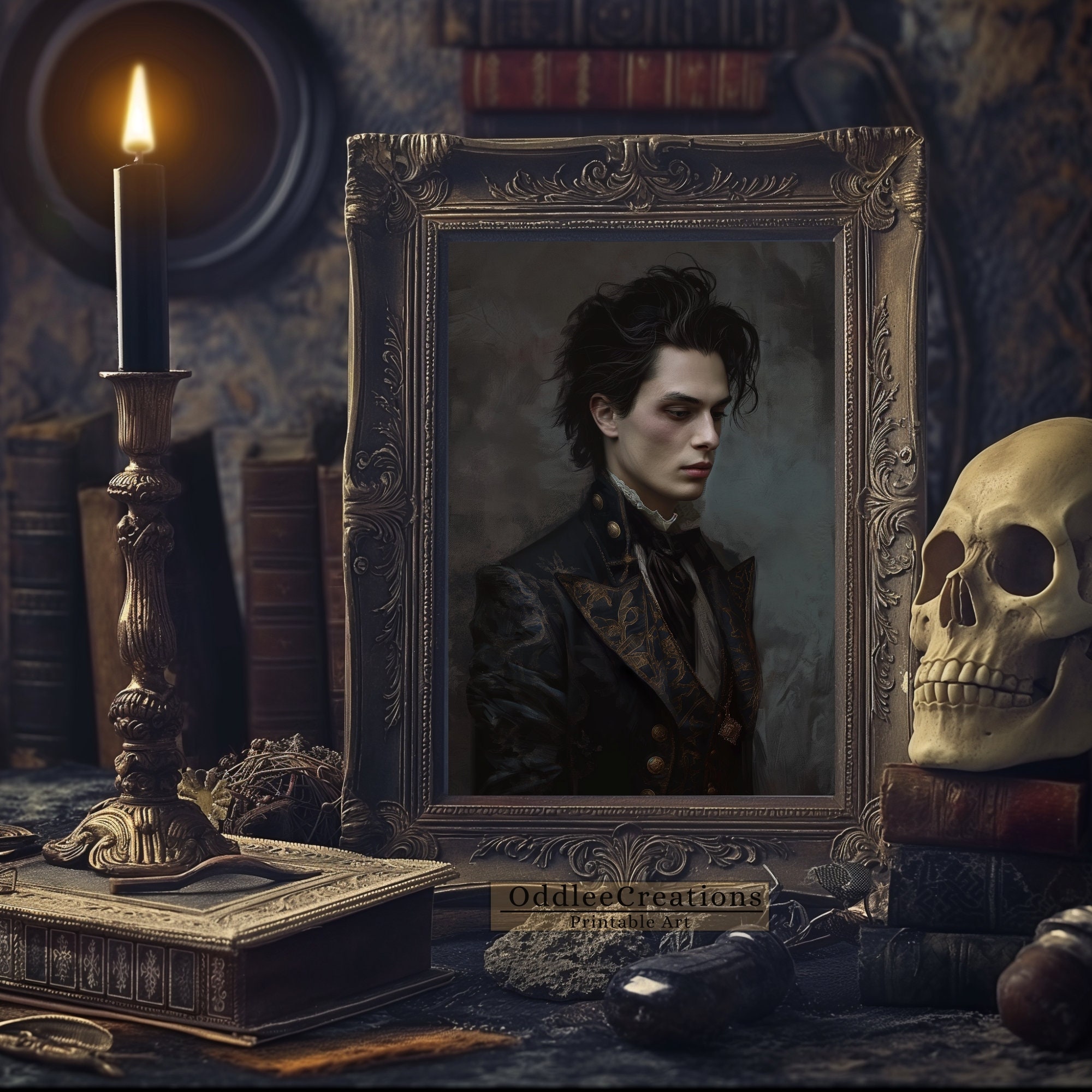 Hauntingly Beautiful Young Vampire - Digital Oil Painting Print - Home ...