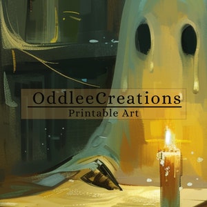 Ghostly Writer Digital Wall Art of a Ghost Writing in a Book, Spooky ...