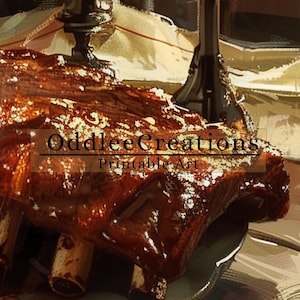 Southern BBQ Ribs Digital Wall Art, Mouth-watering Barbecue, Kitchen ...