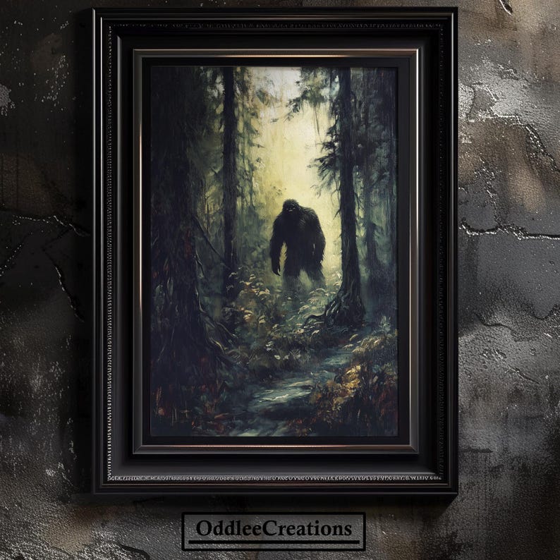 Bigfoot Cryptid Oil Painting Print Gothic Dark Academia Wall Art ...