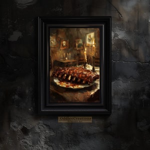 Southern BBQ Ribs Digital Wall Art, Mouth-watering Barbecue, Kitchen ...