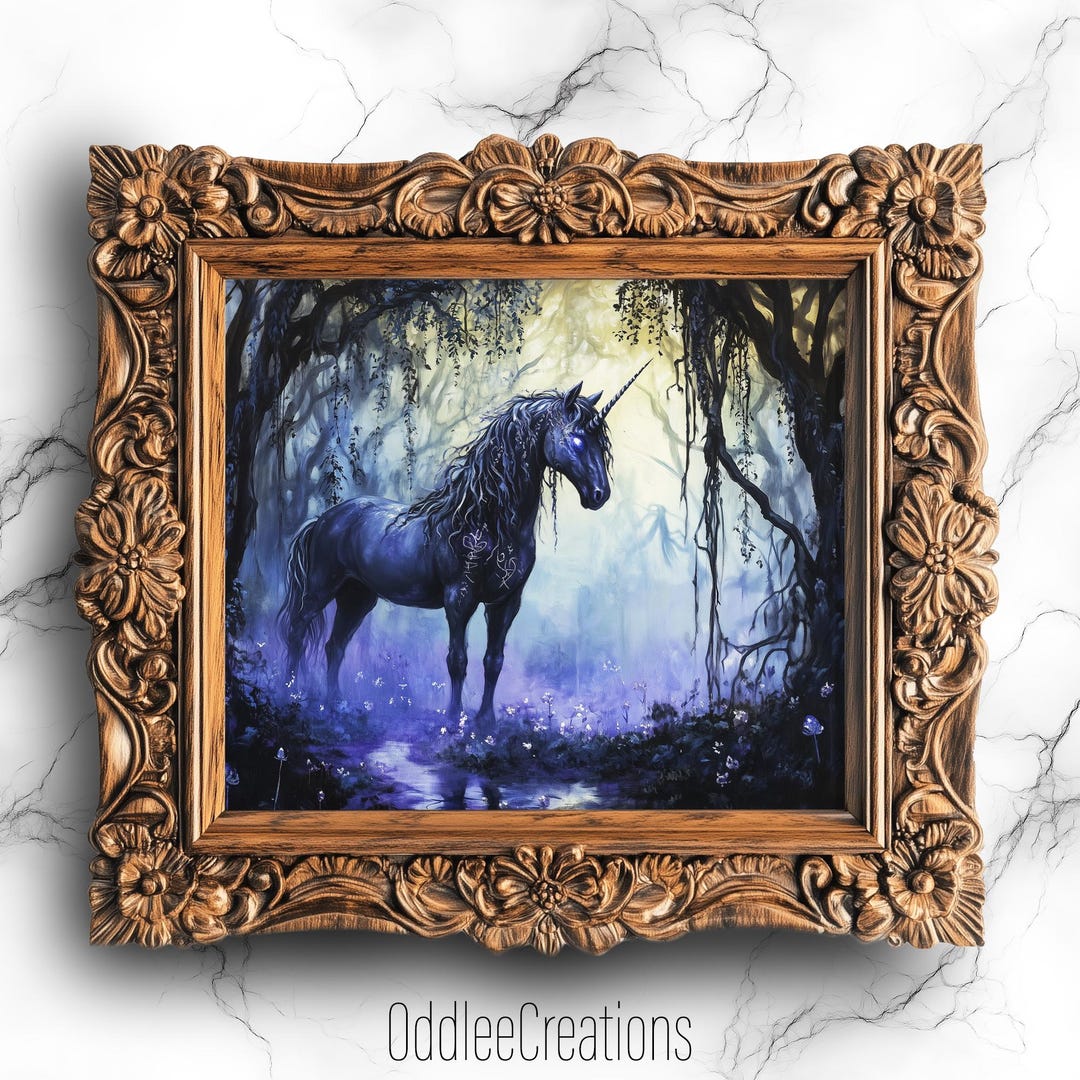 Dark Fantasy Unicorn Wall Art - Cursed Fairy Glade Printable ...