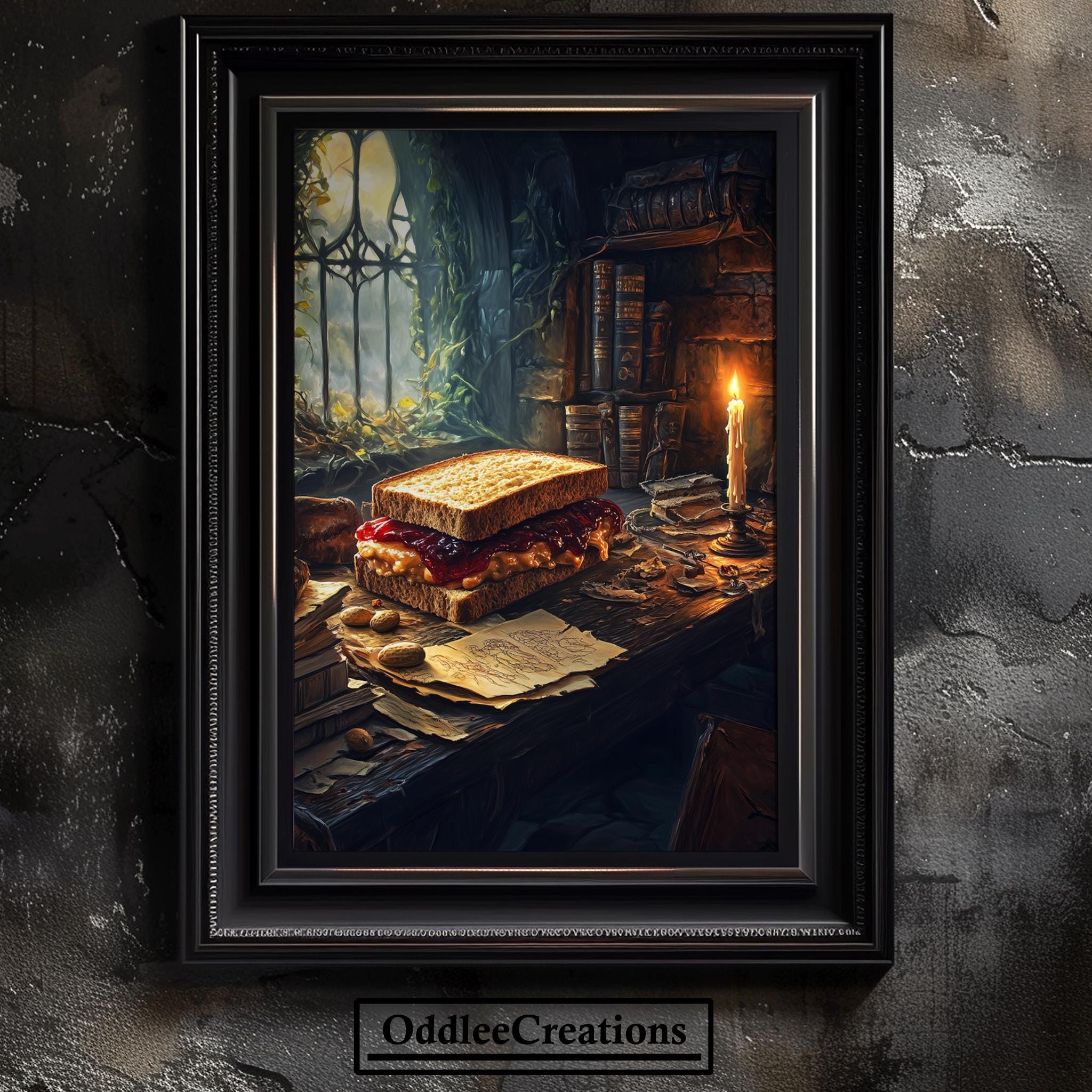 Dark Academia Rogue Desk With PB&J Sandwich - Gothic Fantasy Digital ...