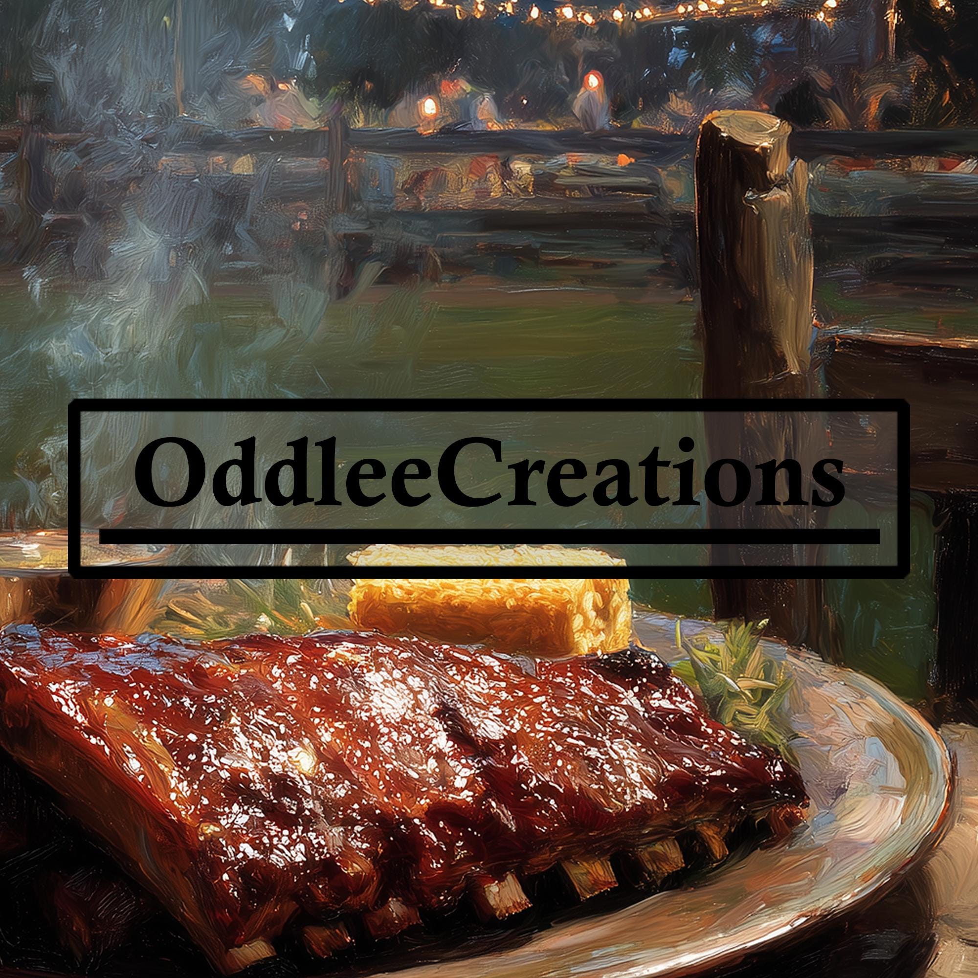 BBQ Ribs Food Art Rustic Kitchen Wall Decor Digital Printable Oil ...