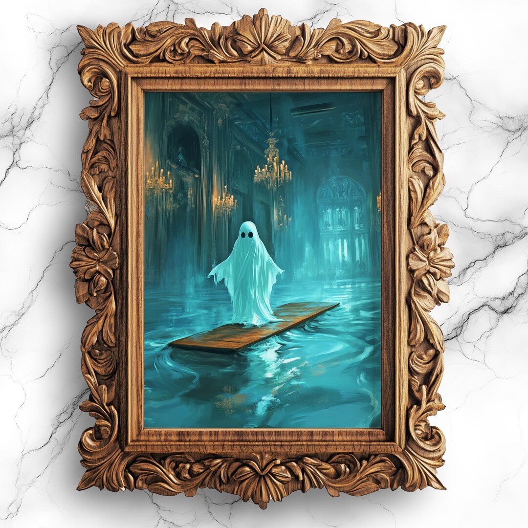 Ghost Surfing Mansion Art | Spooky Gothic Home Decor (digital Download ...
