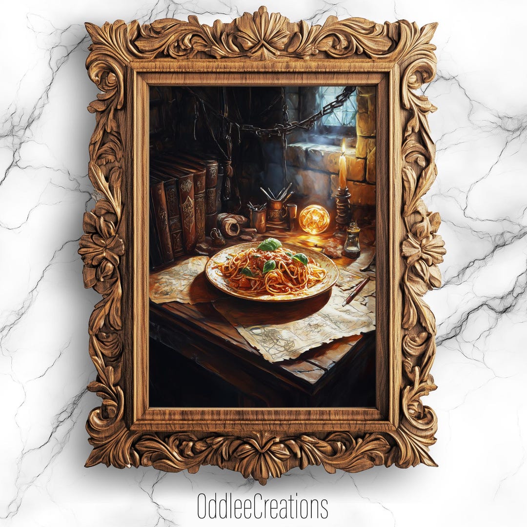 Fantasy Paladin Desk With Pasta Plate Digital Print - Medieval Decor ...