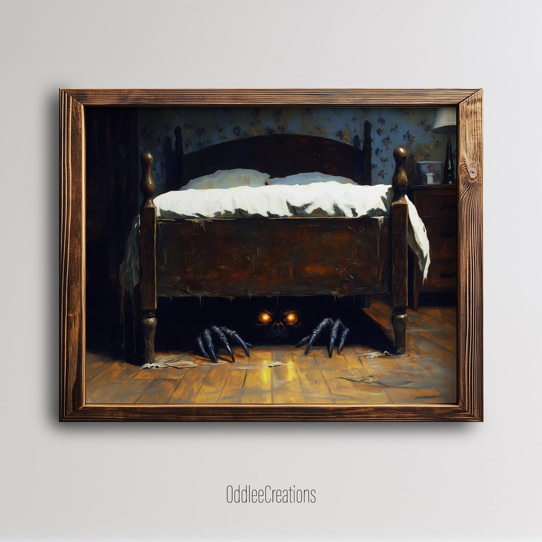 Boogeyman Under Bed Oil Painting Printable, Horror Wall Art Digital ...
