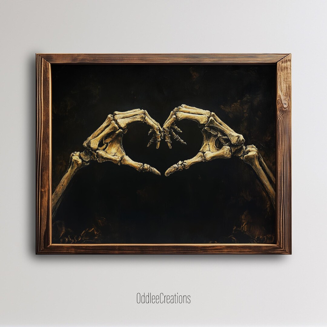 Gothic Skeleton Hands Forming Heart – Dark Romantic Art Print, Moody ...