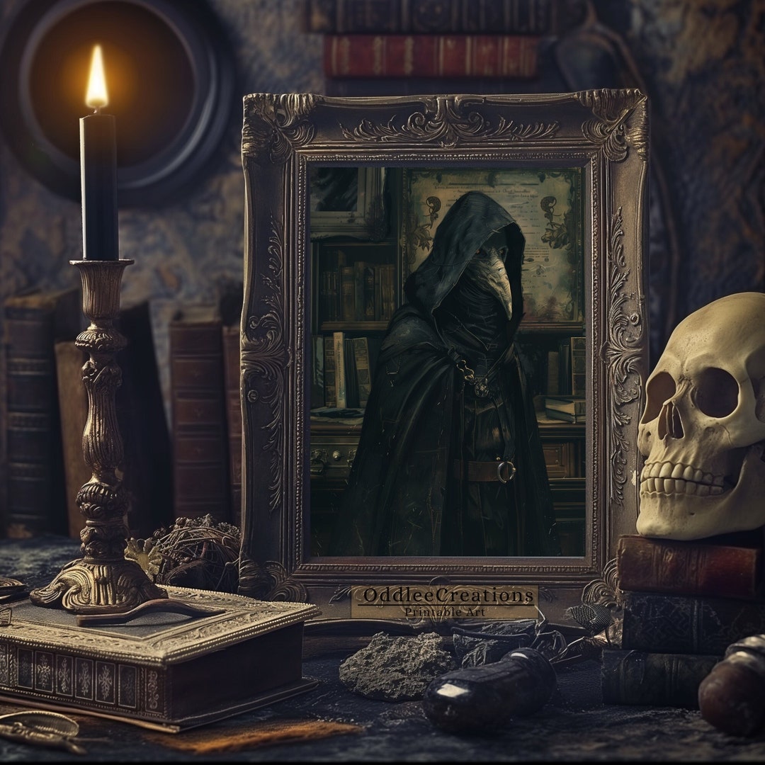 Victorian Plague Doctor Portrait Gothic Digital Wall Art Poster Antique ...