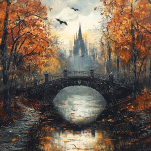 Printable Gothic Dark Academia Autumn Wall Art Enchanted Forest Digital ...