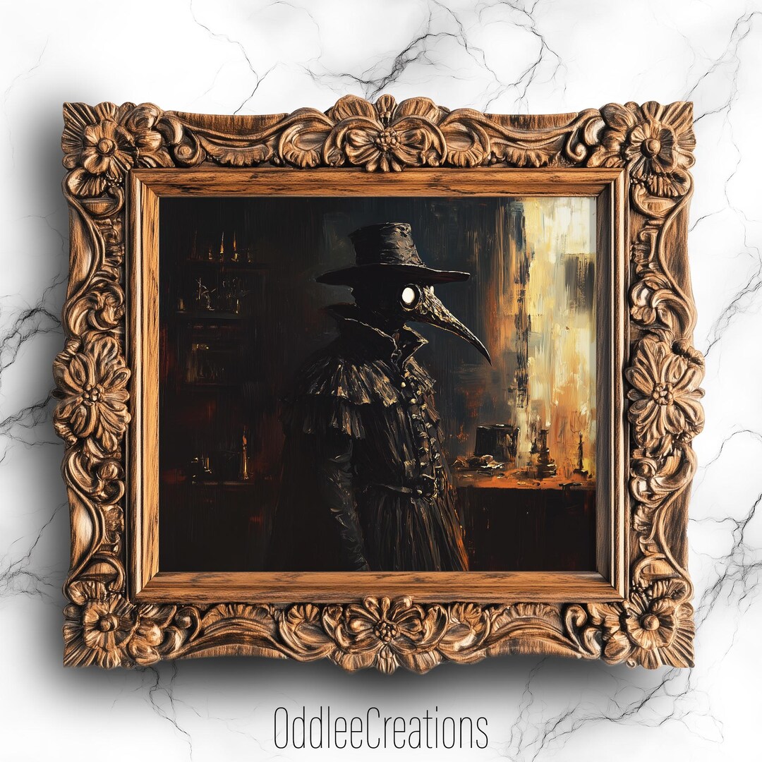 Victorian Plague Doctor Portrait - Dark Eerie Oil Painting, Gothic ...