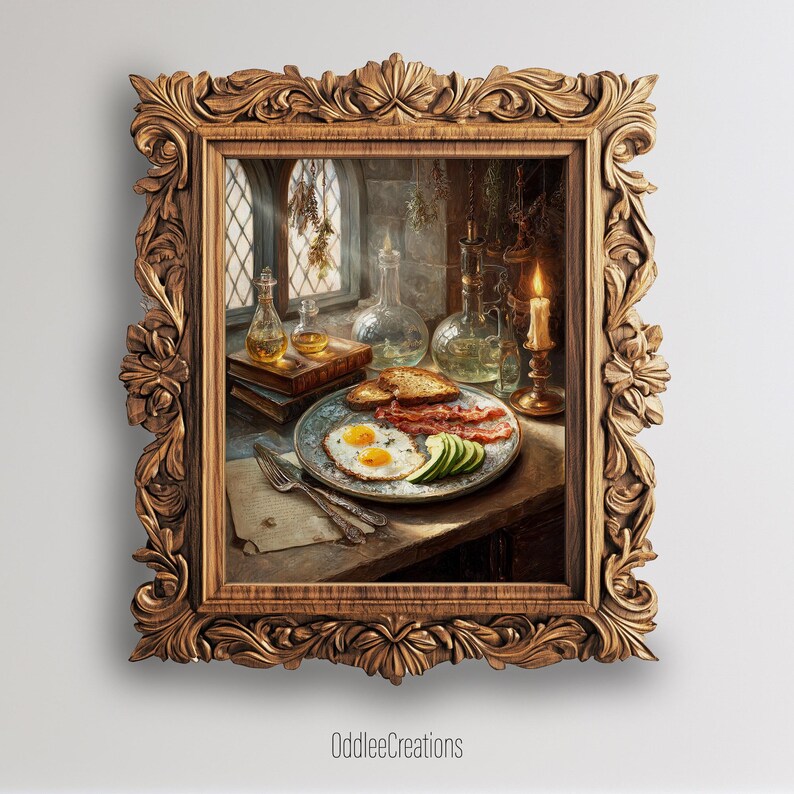 Witch Breakfast Kitchen Art Dark Academia Printable Oil Painting With ...