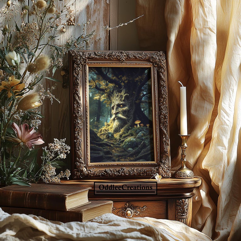 Ancient Guardian Tree Digital Printable Art - Moody Enchanted Forest ...