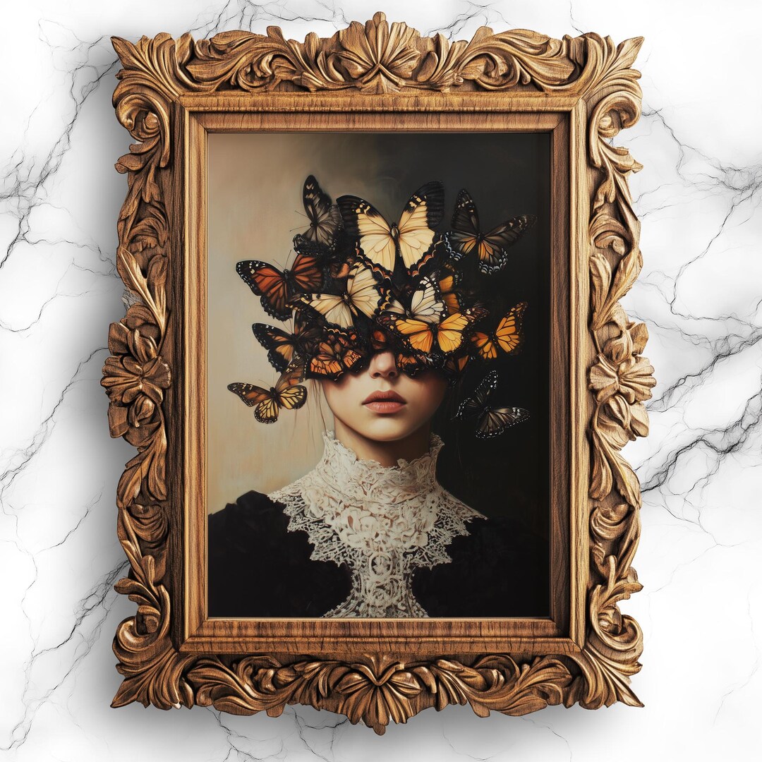 Butterfly Transformation Portrait - Dark Academia Whimsigoth Oil ...