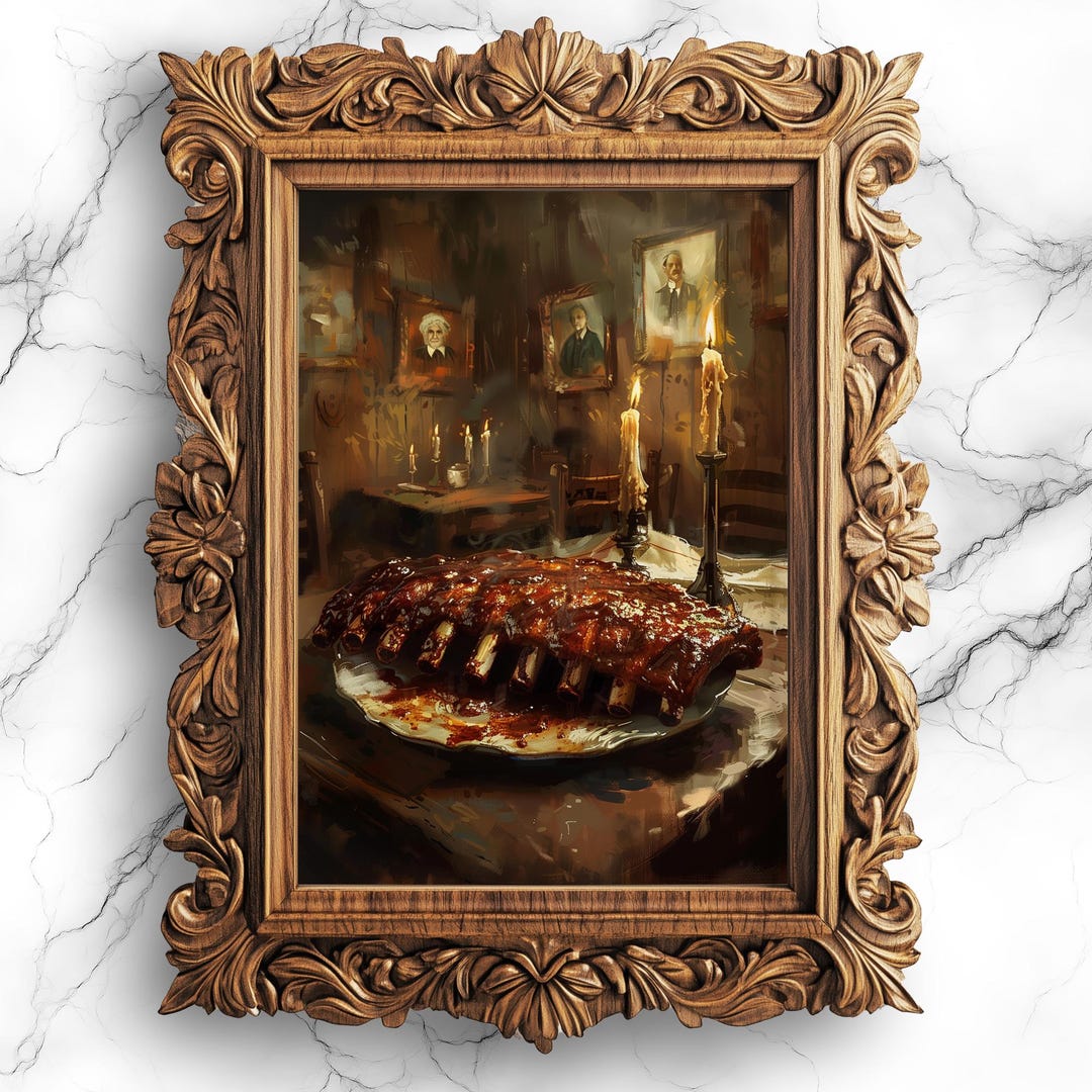 Southern BBQ Ribs Digital Wall Art, Mouth-watering Barbecue, Kitchen ...