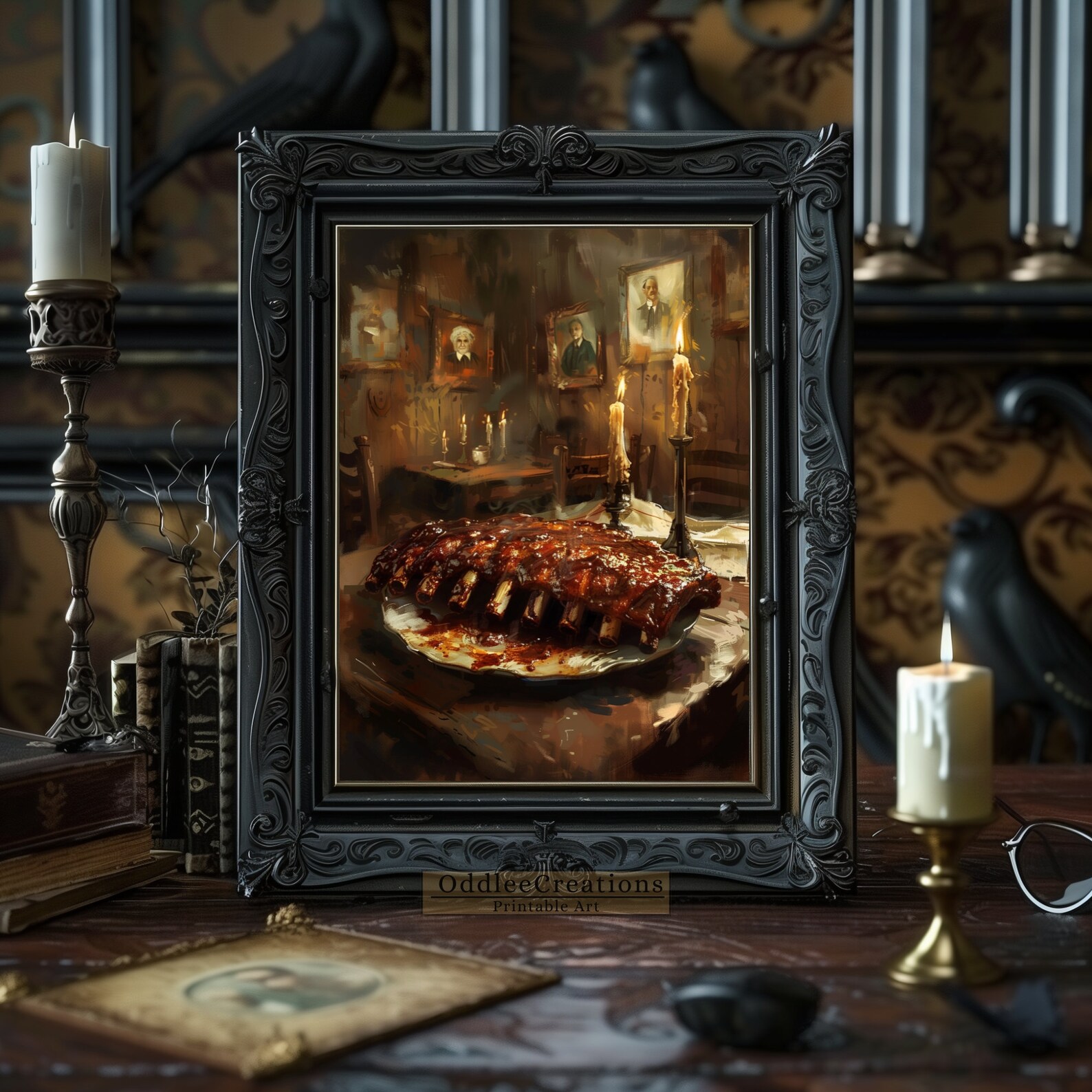 Southern BBQ Ribs Digital Wall Art, Mouth-watering Barbecue, Kitchen ...