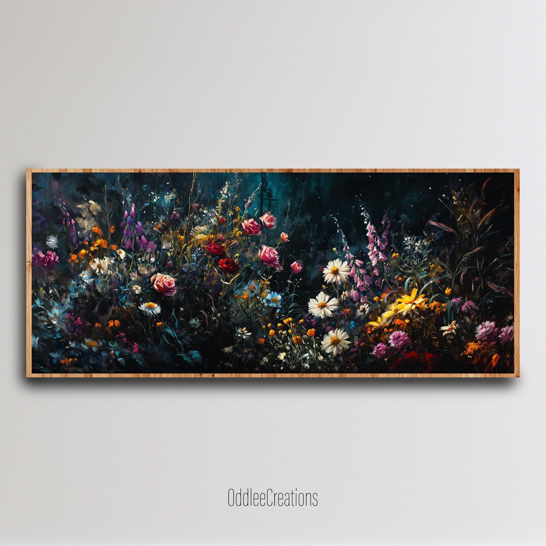 Overgrown Garden of Wildflowers Art Print - Dark Academia Whimsigoth ...