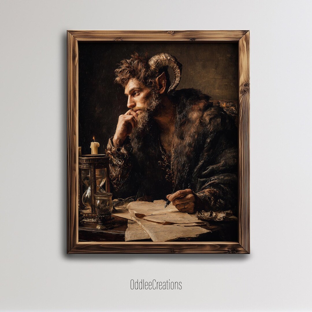 Handsome Faun Digital Art Printable Dark Academia Fantasy Creature ...